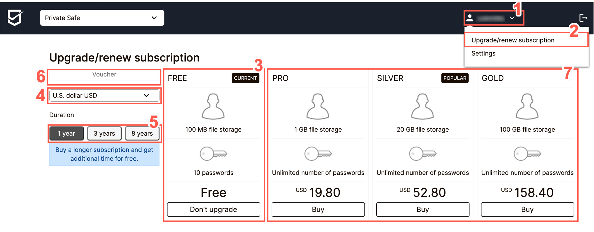 Upgrading or Renewing your Subscription Type