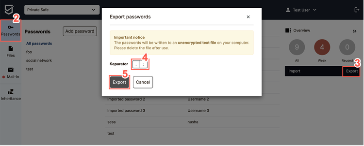 CSV-Export: How to Export Passwords from SecureSafe