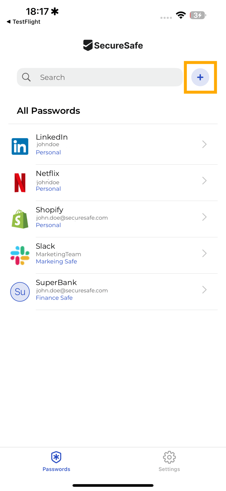 SecureSafe Pass Mobile App: Create, Edit & Delete Password