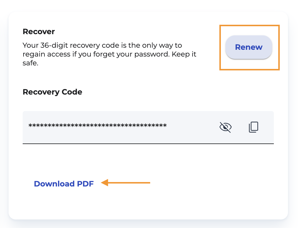SecureSafe - Recovery Settings