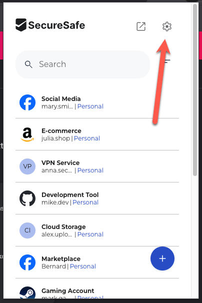 SecureSafe Pass Browser Extension: Settings